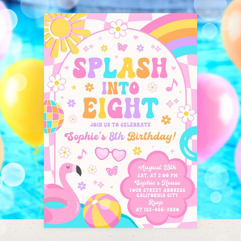 Splash Into 8 Invite - Etsy