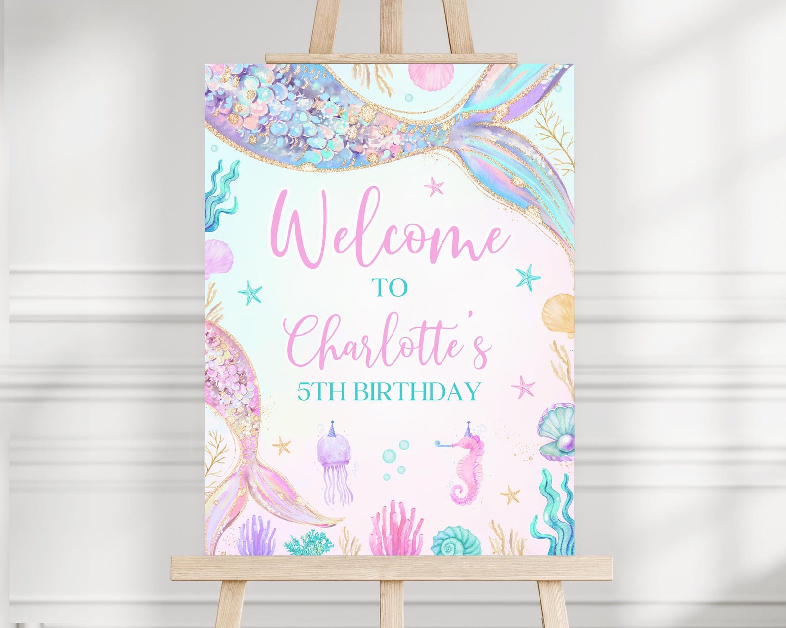 Editable Mermaid Birthday Welcome Sign, Mermaid Bash Party Welcome Sign ...