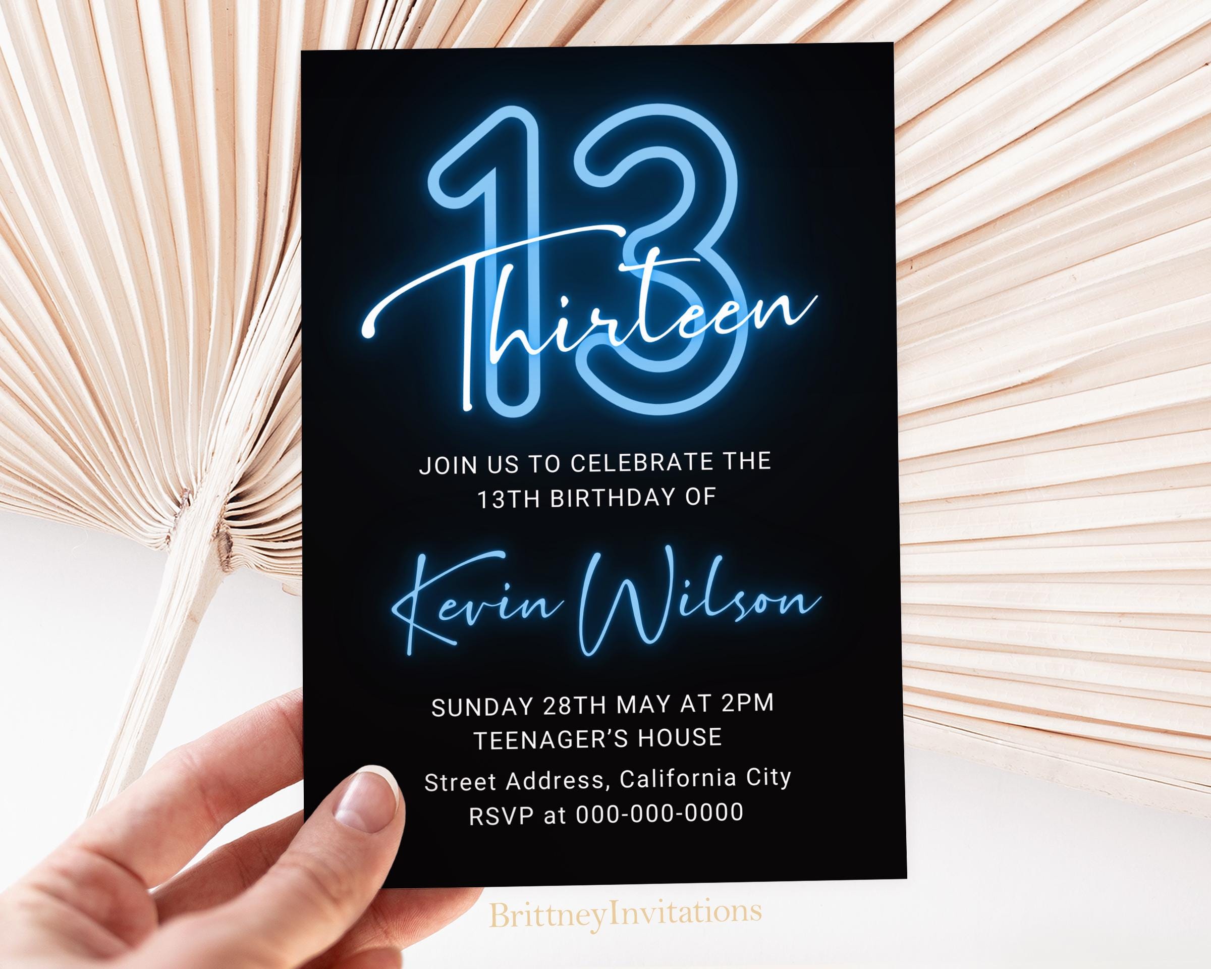 13th Birthday Invitation, 13th Boy Birthday Invitation, Official ...