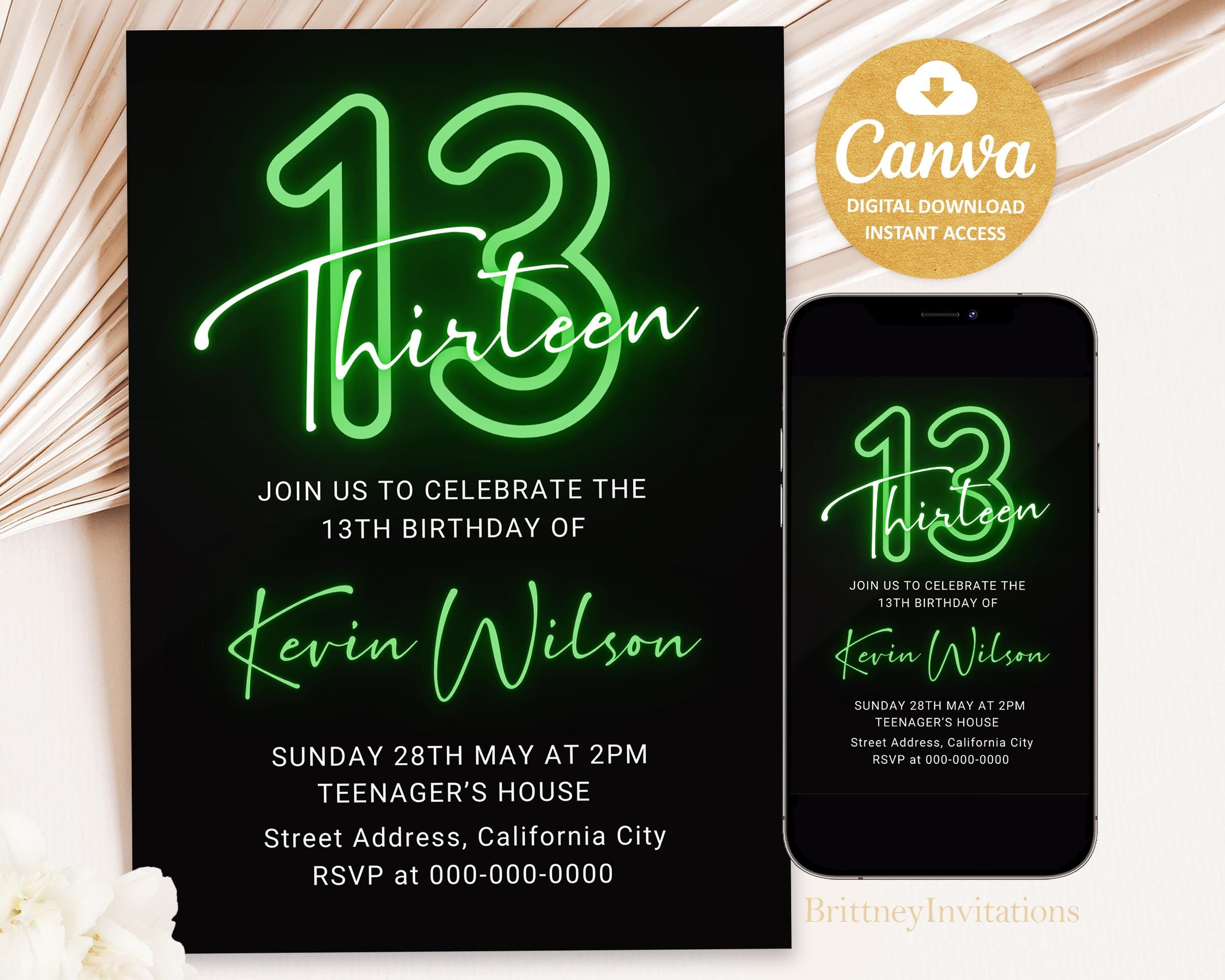 13th Birthday Invitation, 13th Boy Birthday Invitation, Official ...