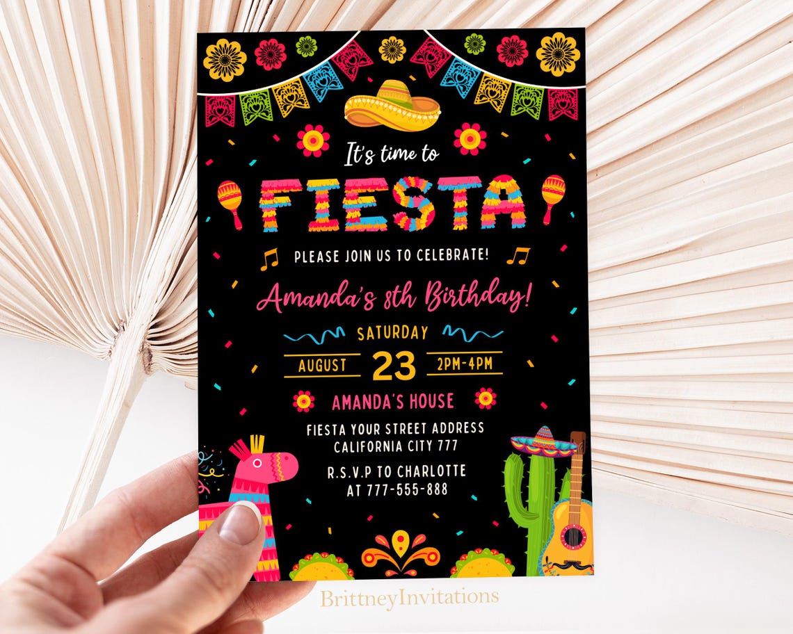 Editable Fiesta Invitation, Fiesta Birthday Invitation, Mexican Theme ...