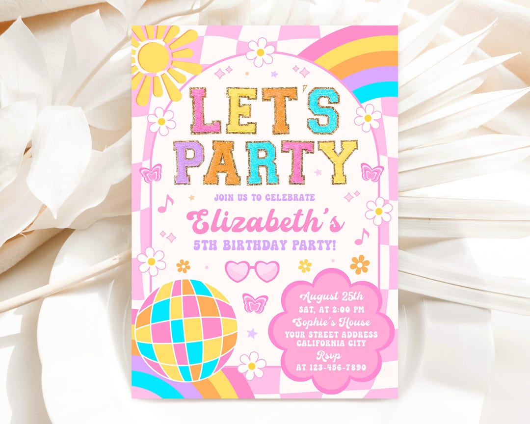 Editable Patch Letter Invitation, Retro Varstiy Preppy Patch Birthday ...