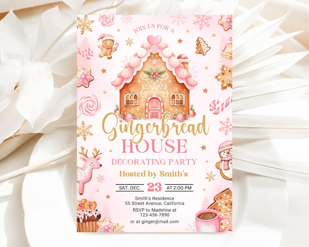 Gingerbread House Decorating Party Invitation, Gingerbread House ...