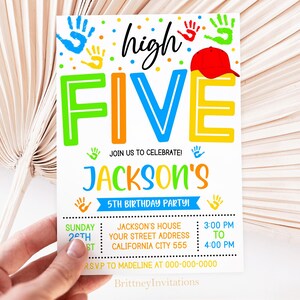 Editable High Five Birthday Invitation, Hi Five Invitation, Boys 5th ...