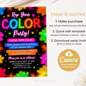 Color Party Invitation, Colour Splash Party Invitations, Coloring ...