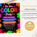 Color Party Invitation, Colour Splash Party Invitations, Coloring ...