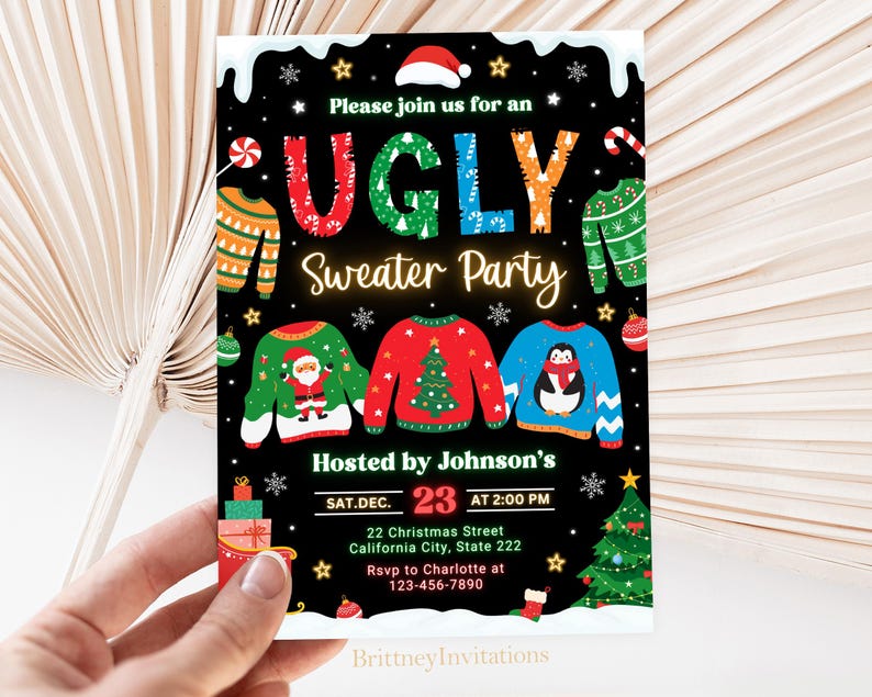 Ugly Sweater Christmas Party Invitation, Ugly Sweater Party Invite ...