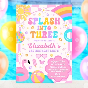 3rd Birthday Flamingo Invitation - Etsy