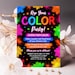 Color Party Invitation, Colour Splash Party Invitations, Coloring ...