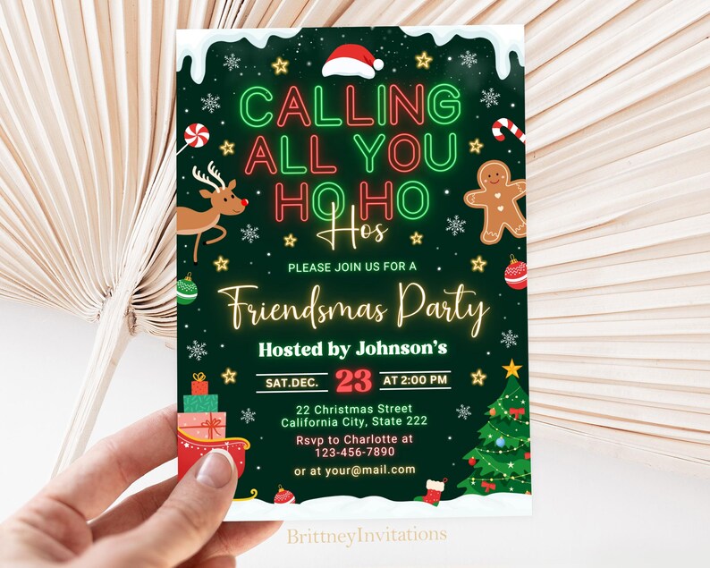 Funny Christmas Invitation, Friendsmas Party Invitation, Christmas ...