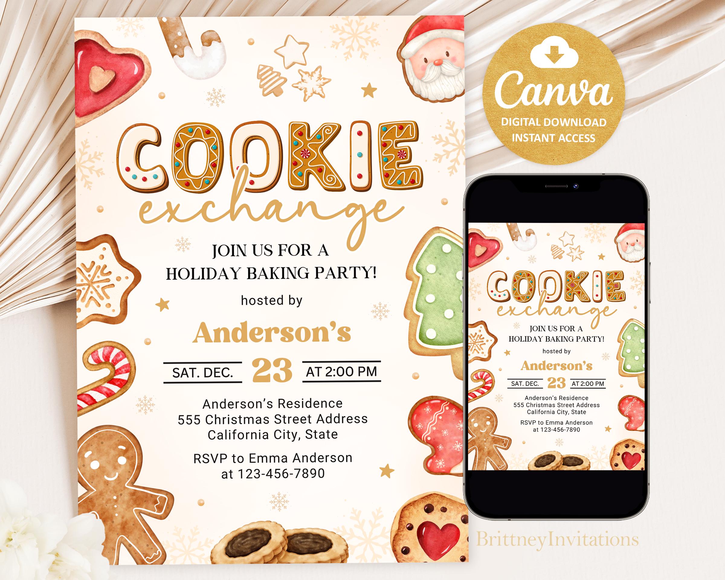 Christmas Cookie Exchange Invitation, Christmas Cookie Party Invite ...