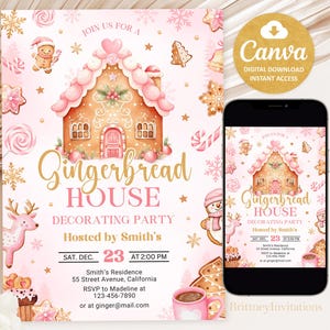 Gingerbread House Decorating Party Invitation, Gingerbread House ...