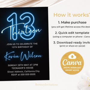 13th Birthday Invitation, 13th Boy Birthday Invitation, Official ...