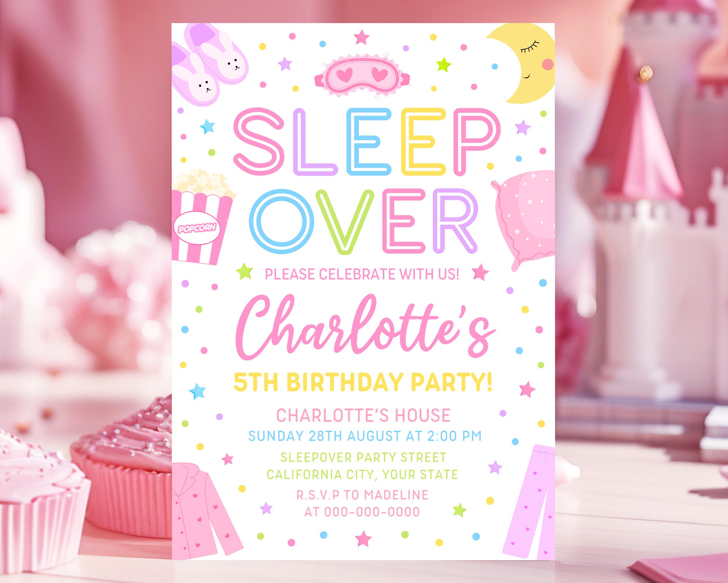 Editable Sleepover Birthday Invitation, Slumber Party Invitation ...