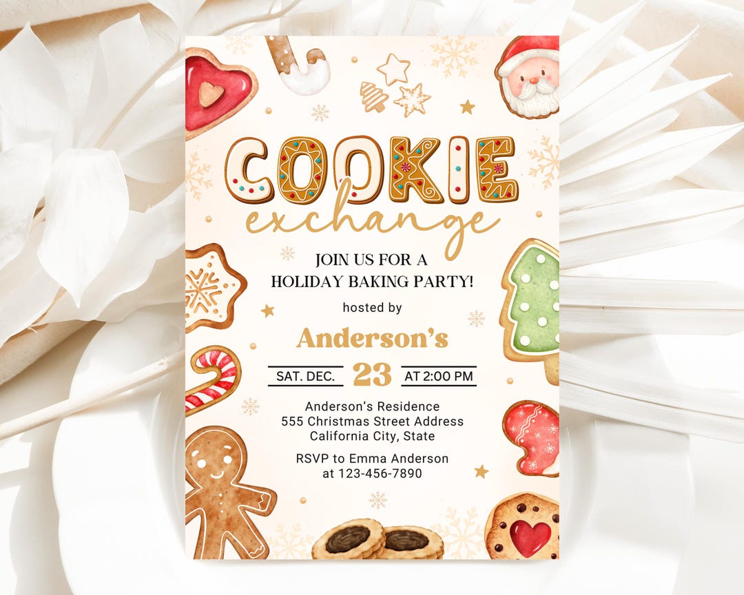 Christmas Cookie Exchange Invitation, Christmas Cookie Party Invite ...