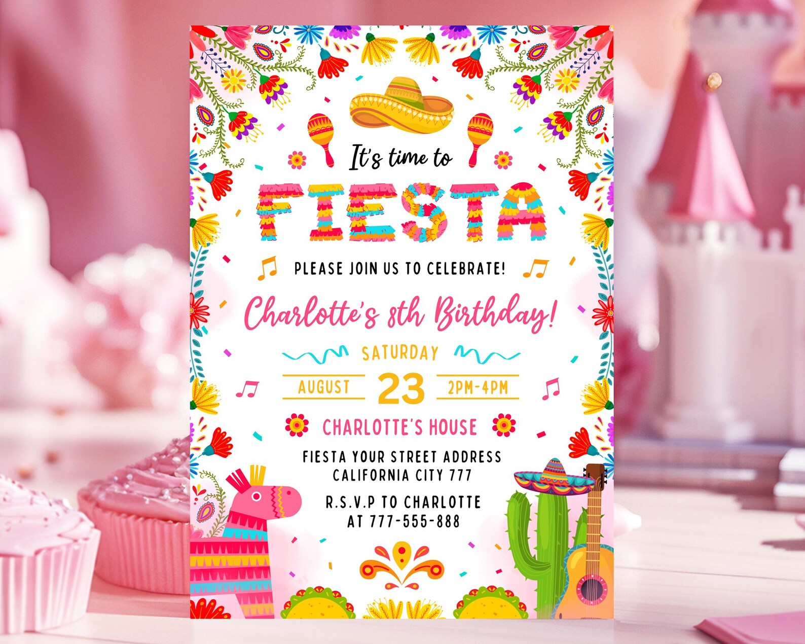Editable Fiesta Invitation, Fiesta Birthday Invitation, Mexican Theme ...