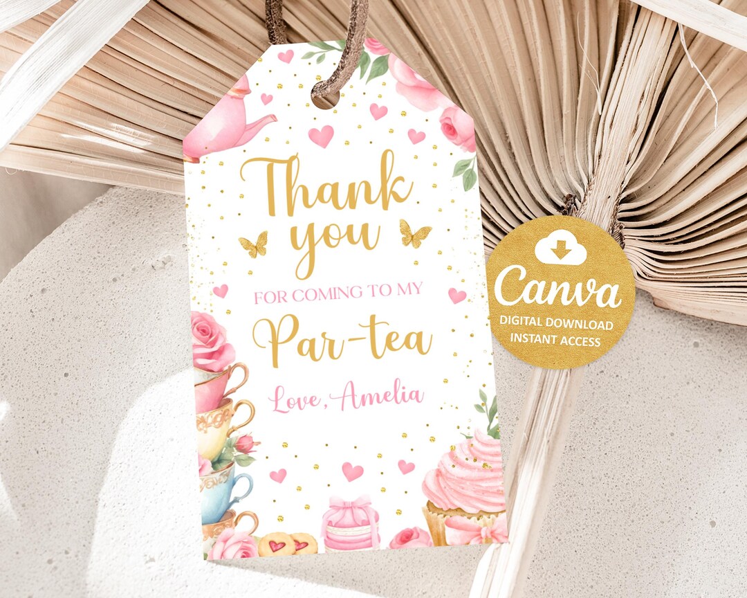 Editable Tea Party Birthday Favor Tag, Par-tea Gift Tag, Printable Tea ...
