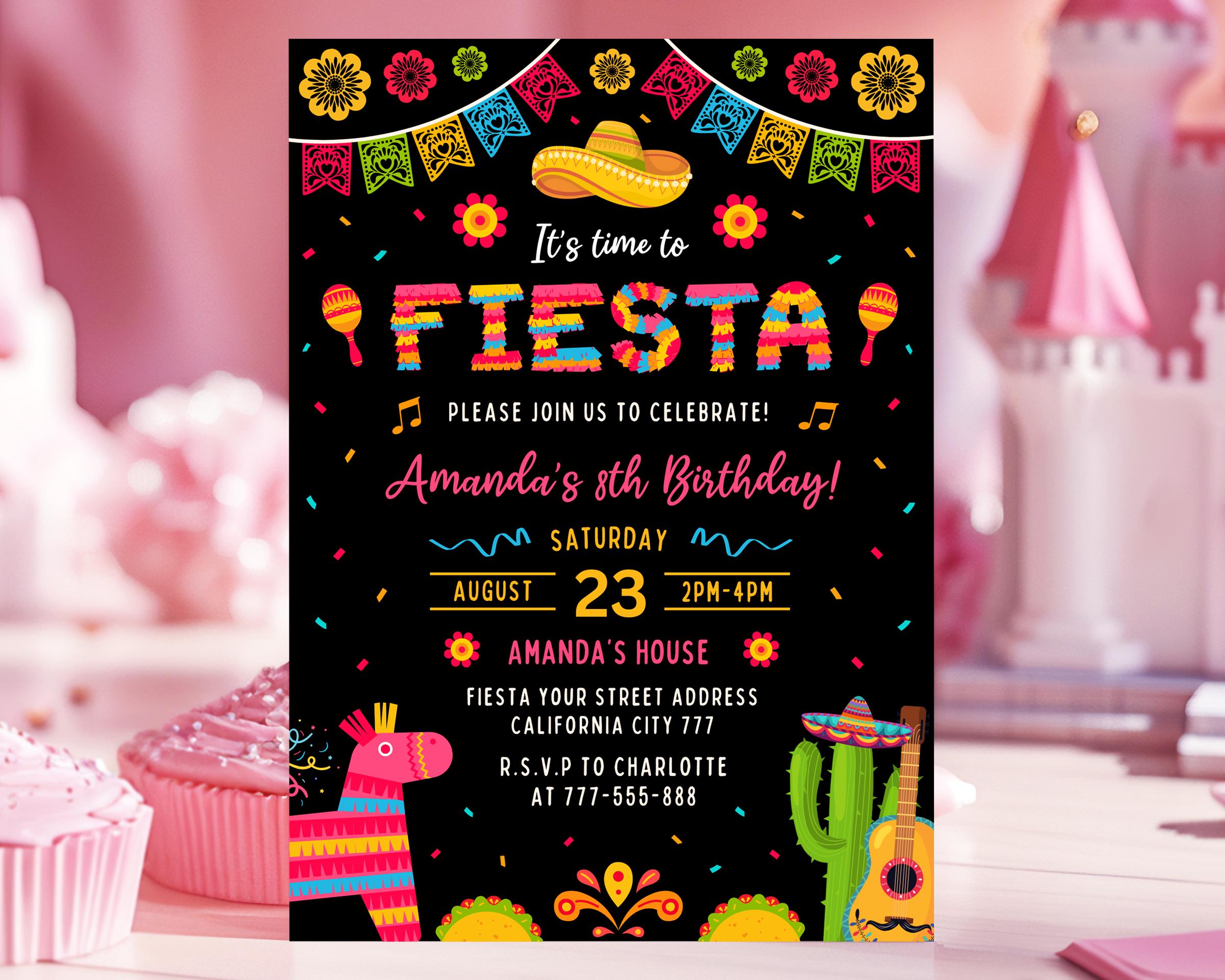 Editable Fiesta Invitation, Fiesta Birthday Invitation, Mexican Theme ...