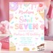 Sweet Seven Birthday Invitation, 7th Birthday Girl Invitation, Seven ...