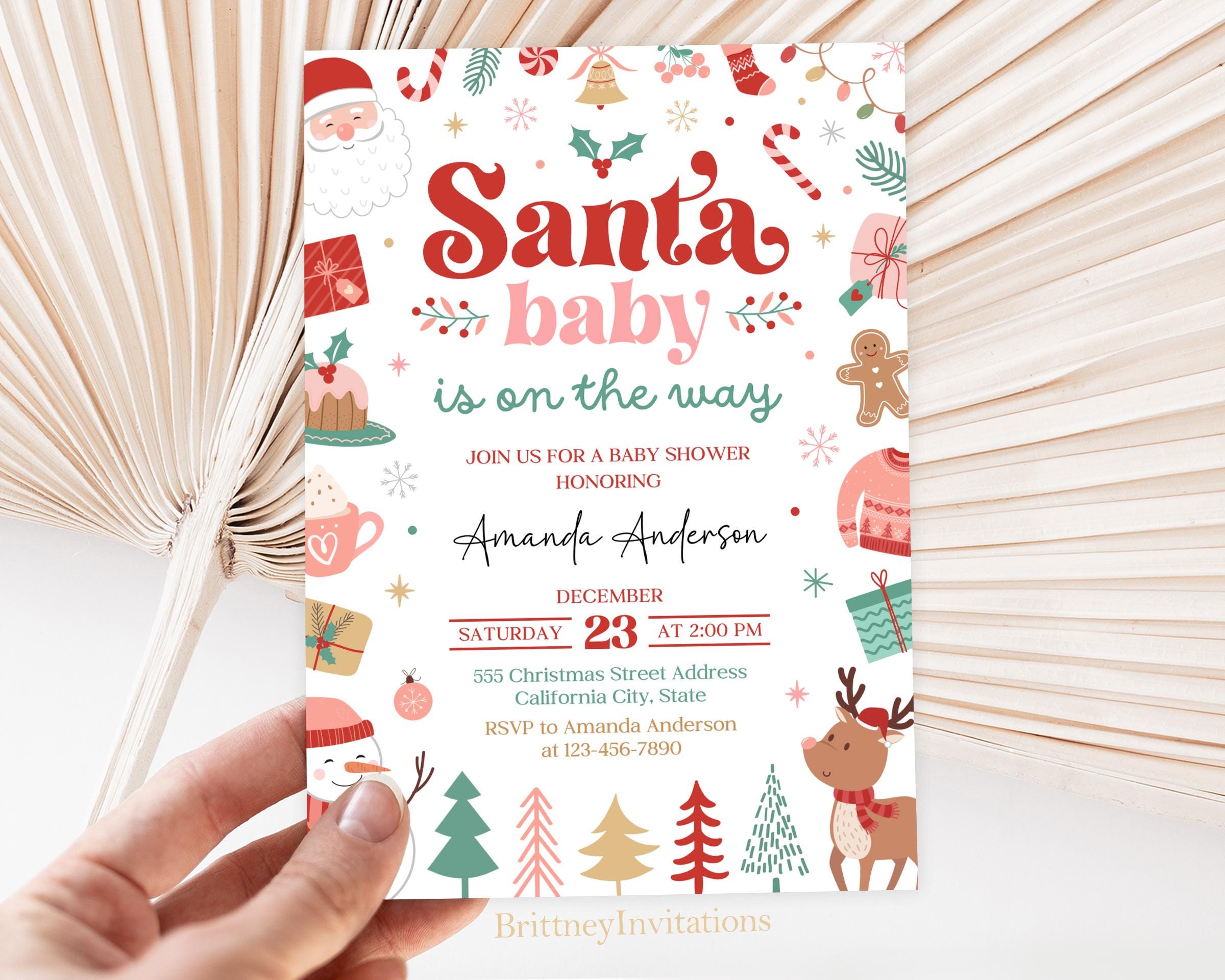 Santa Baby Shower Invitation, Santa Baby Invitation, Christmas Baby ...