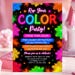 Color Party Invitation, Colour Splash Party Invitations, Coloring ...