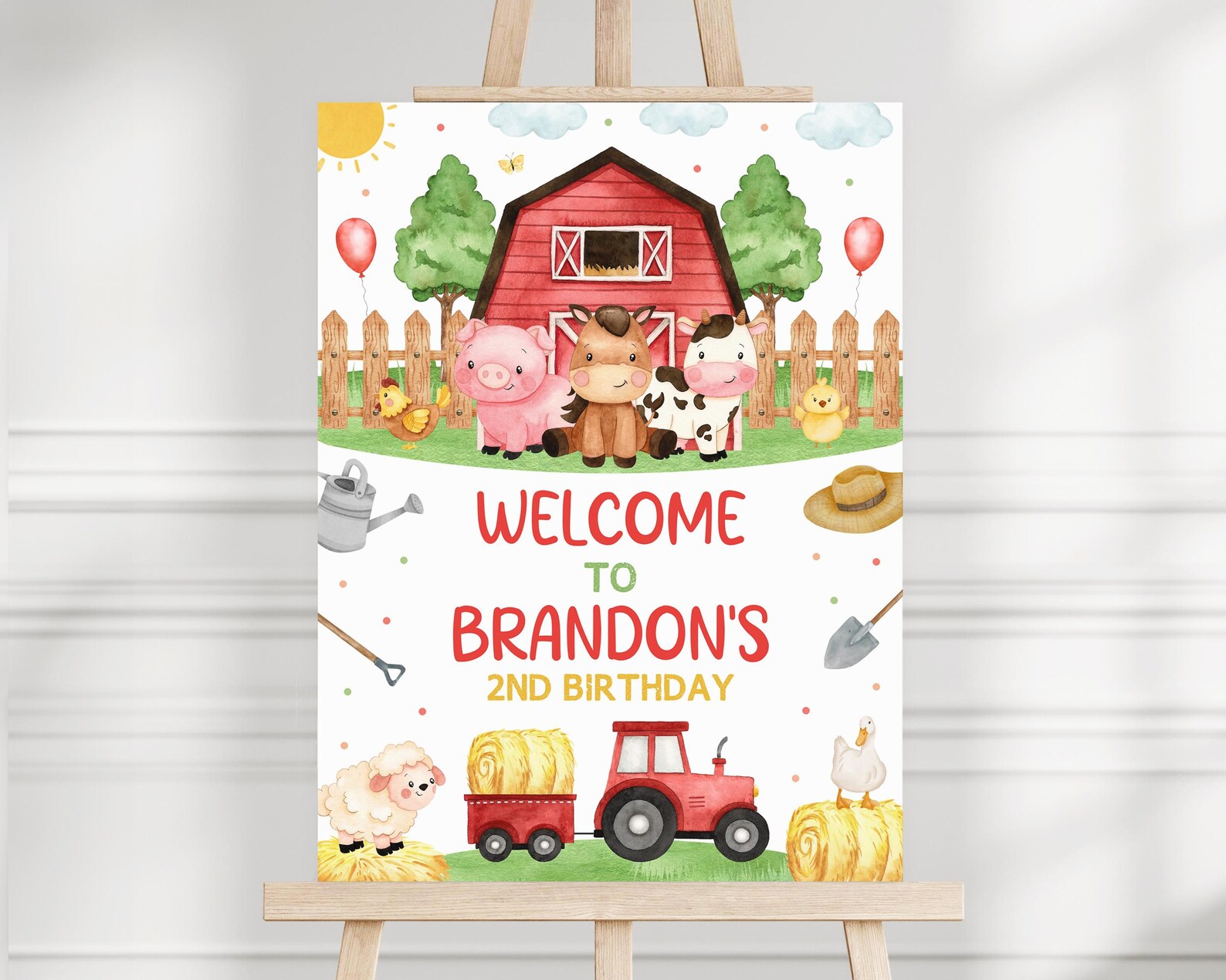 Editable Farm Birthday Welcome Sign, Farm Animals Birthday Welcome Sign ...