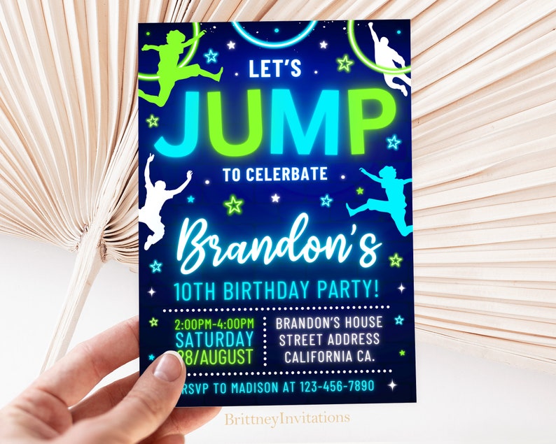 Editable Jump Party Invitation, Jump Birthday Invitation, Trampoline ...