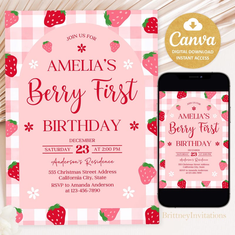 Berry First Birthday Invitation - Etsy