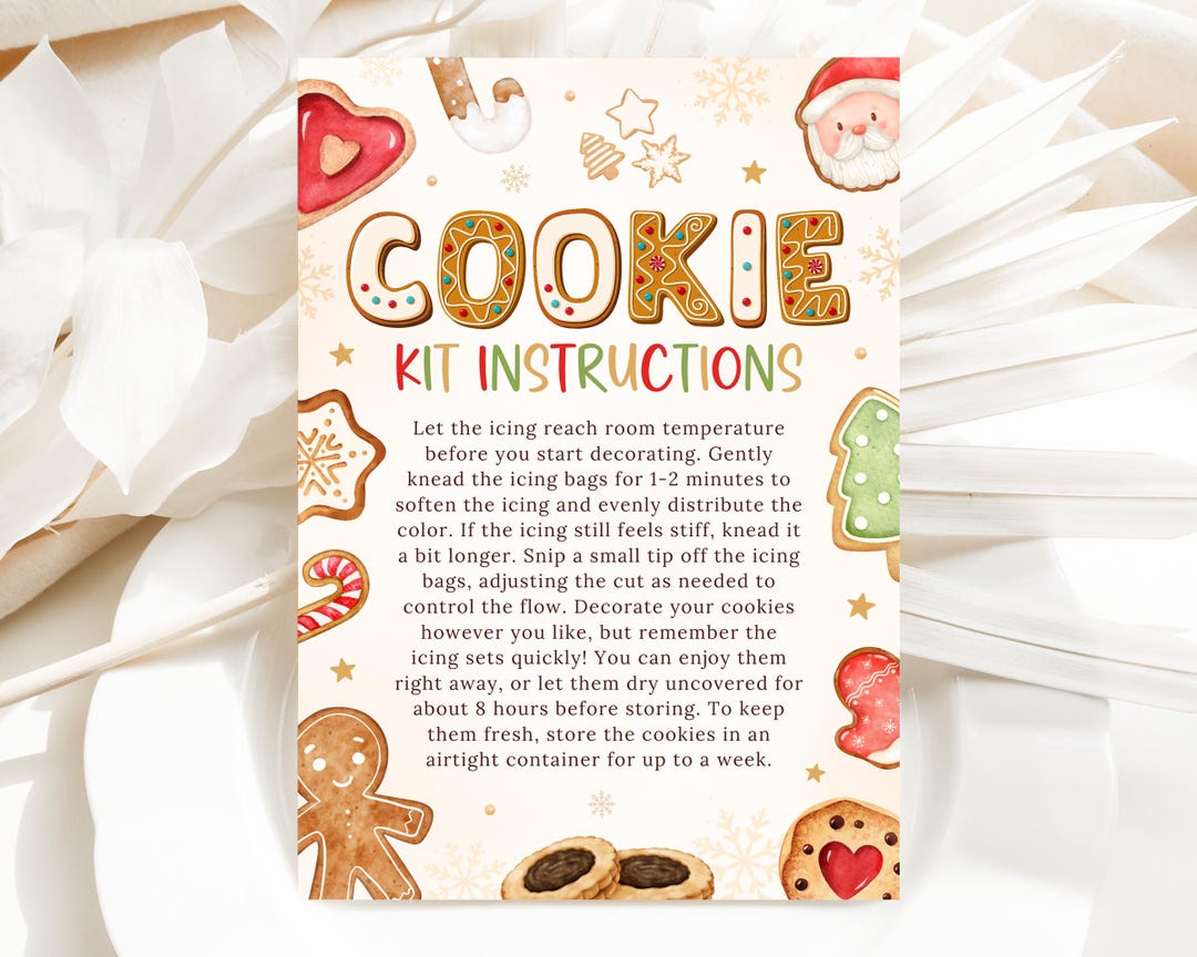 Christmas Cookie Instructions, Editable Cookie Kit Instructions ...