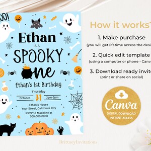 Spooky One Halloween Birthday Invitation, Cute Boy Ghost First Birthday ...
