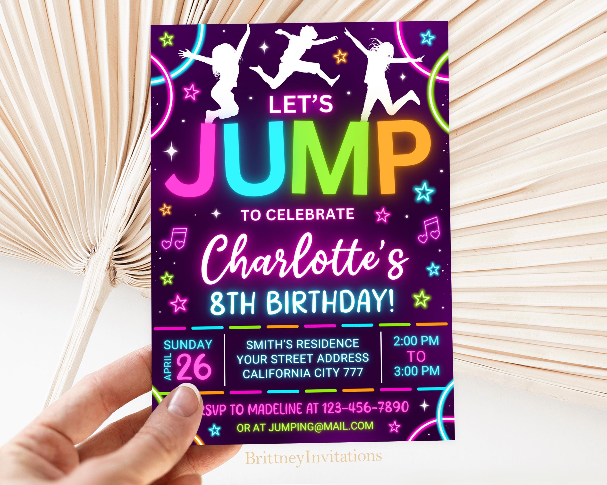 Editable Jump Party Invitation, Jump Birthday Invitation, Trampoline ...