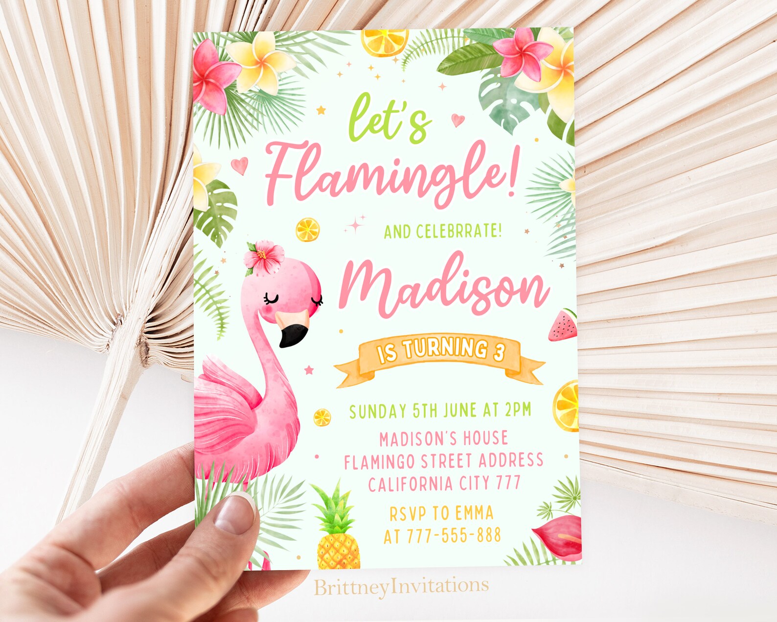 Editable Flamingo Birthday Invitation, Let's Flamingle Invitation ...