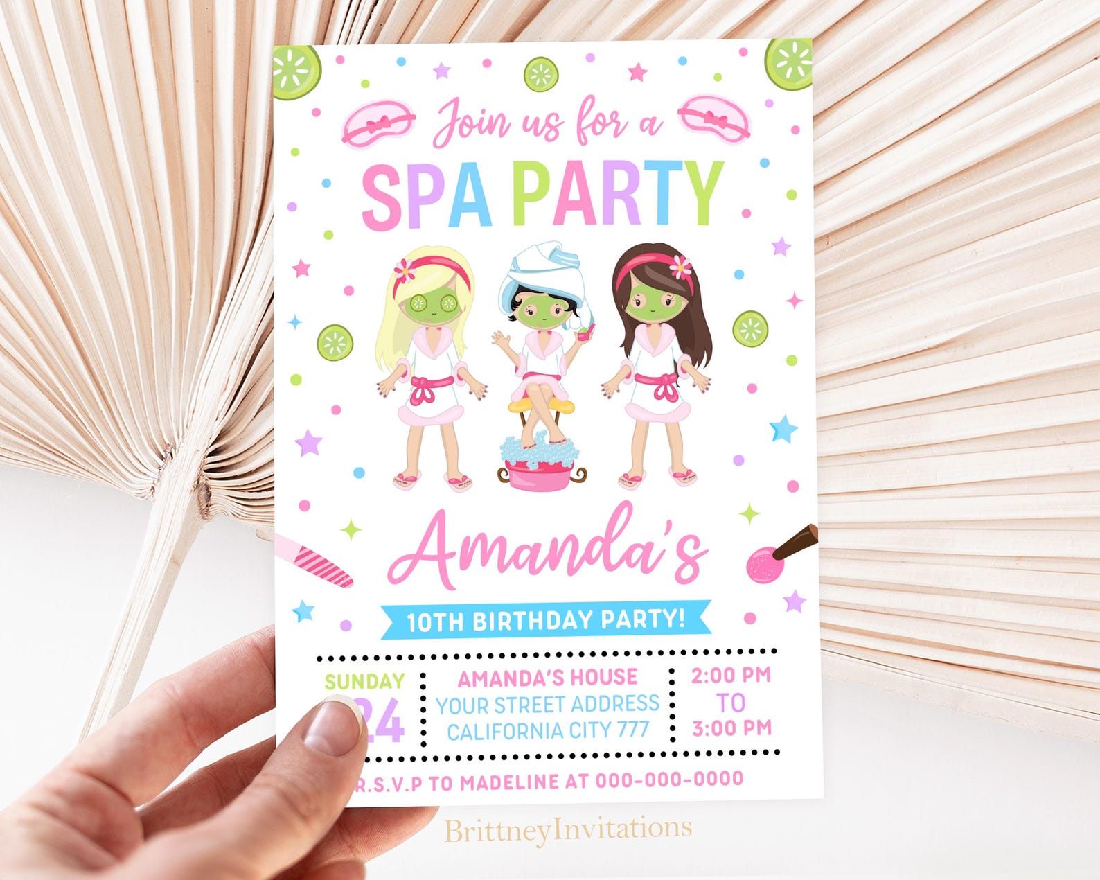 Editable Spa Party Invitation, Spa Birthday Invitation, Girl Spa ...