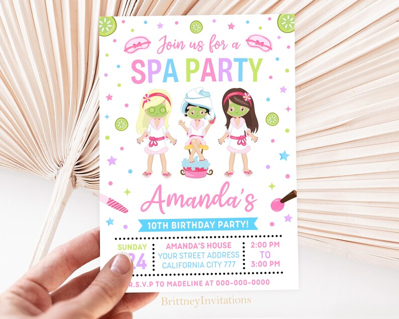 Editable Spa Party Invitation, Spa Birthday Invitation, Girl Spa ...