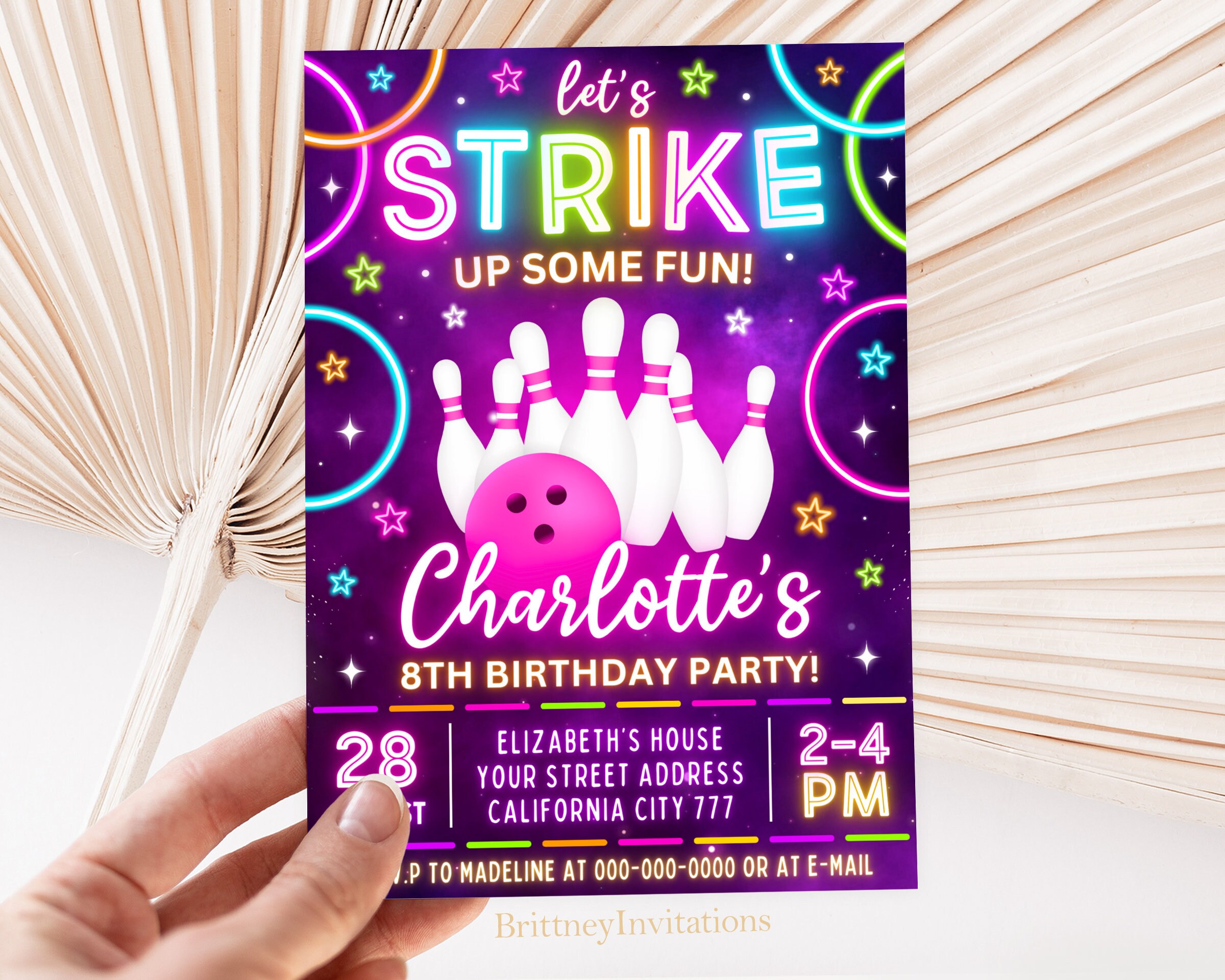 Editable Bowling Party Invitation, Let's Strike up Some Fun, Bowling ...