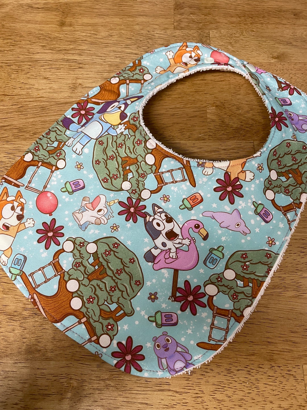 Bluey Inspired - Infant or Toddler Bib - Terry Cloth - Adjustable Snaps ...