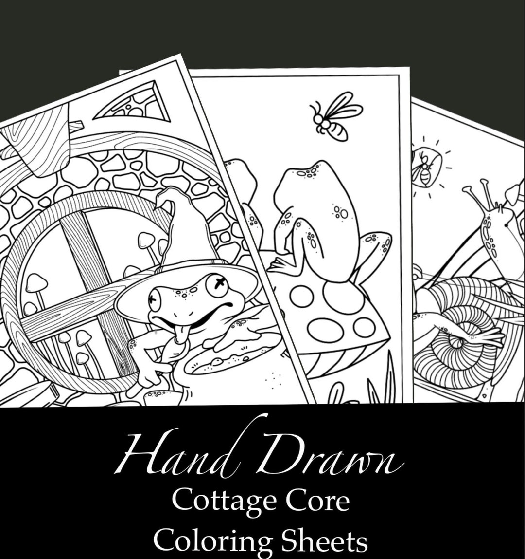Hand Drawn Cottage Core Coloring Pages - Etsy