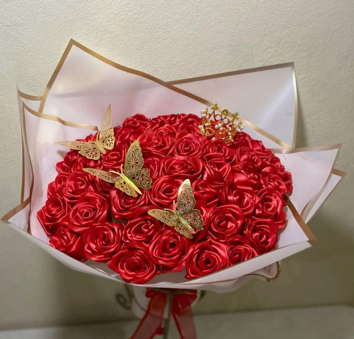 Eternal Rose Bouquet/ramo Buchon De 50 Rosas/ Ribbon Rose Bouquets - Etsy