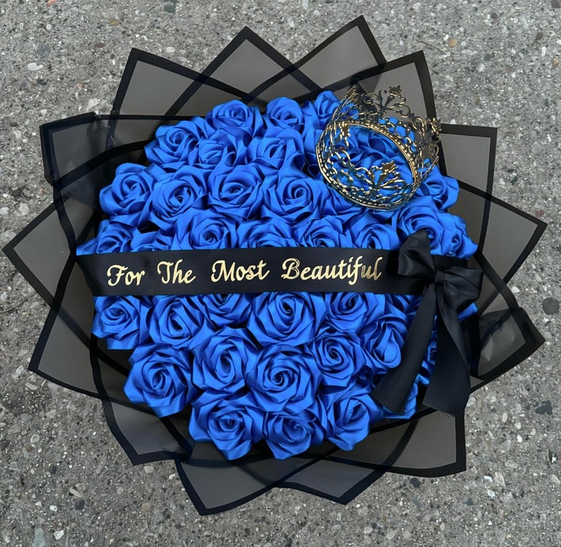 Custom Ribbon Rose Bouquet With Message - Etsy