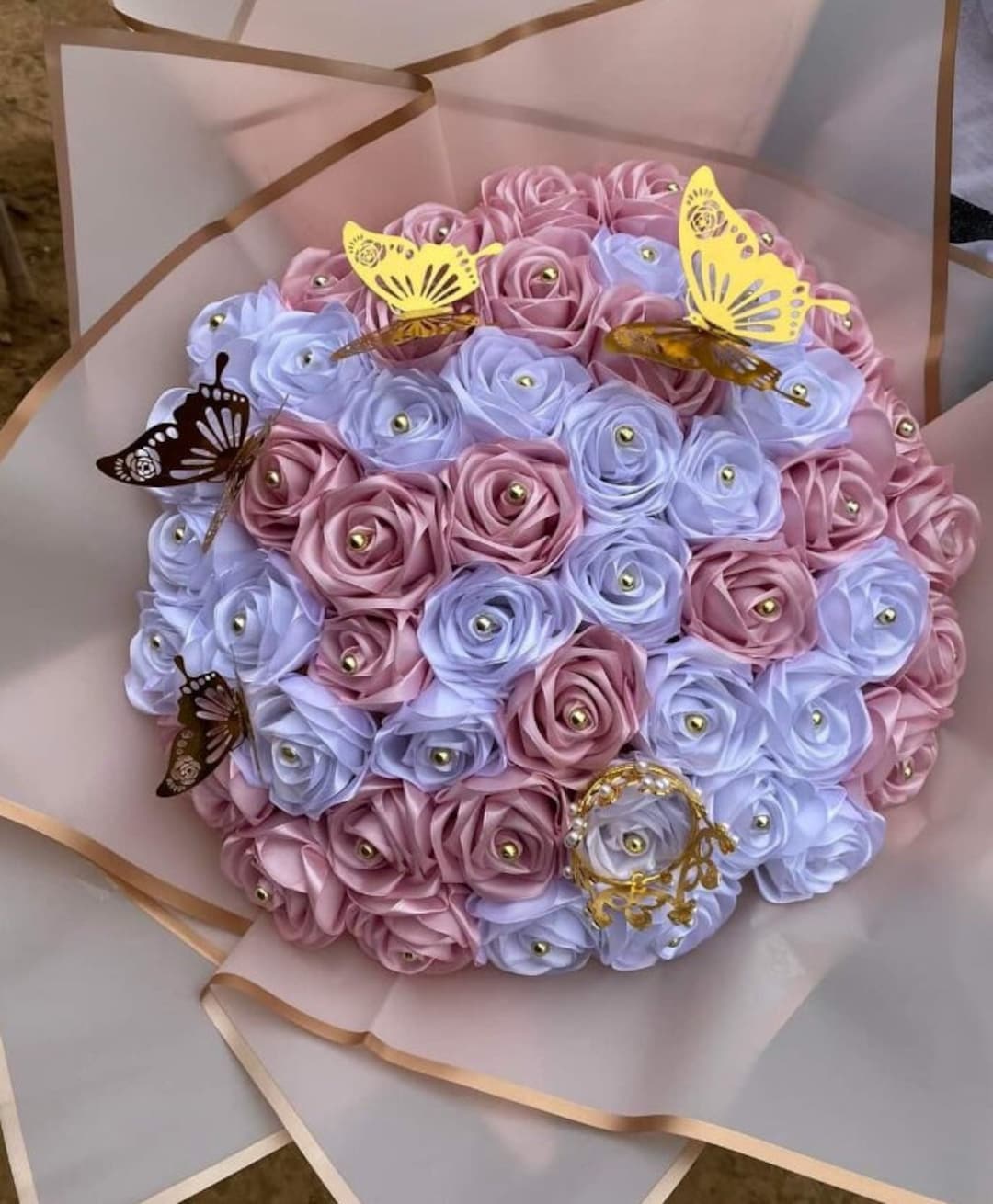 Eternal Rose Bouquet/ramo Buchon De 50 Rosas/ Ribbon Rose Bouquets - Etsy