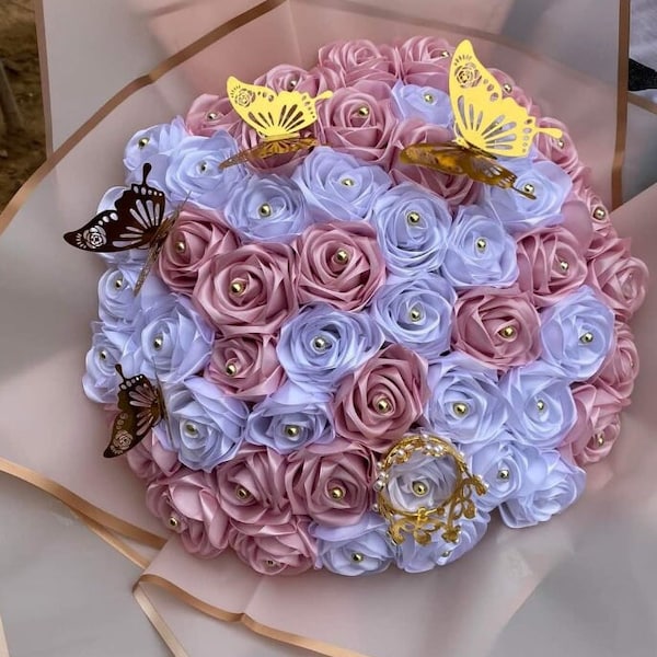 Ribbon Rose Bouquet - Etsy