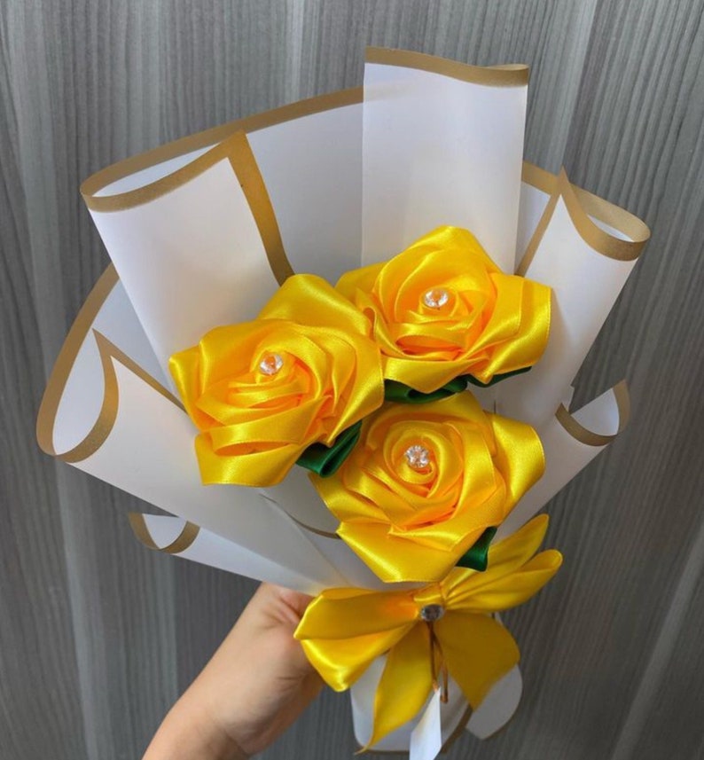 Eternal Flower Bouquet/ribbon Roses/ Ramo De Roses Eternas/ Ramo Buchon - Etsy Australia