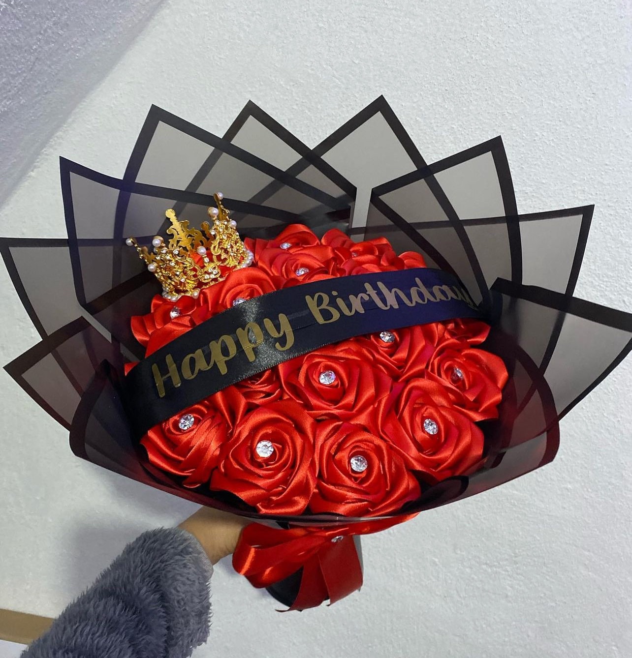 Custom Ribbon Rose Bouquet With Message - Etsy