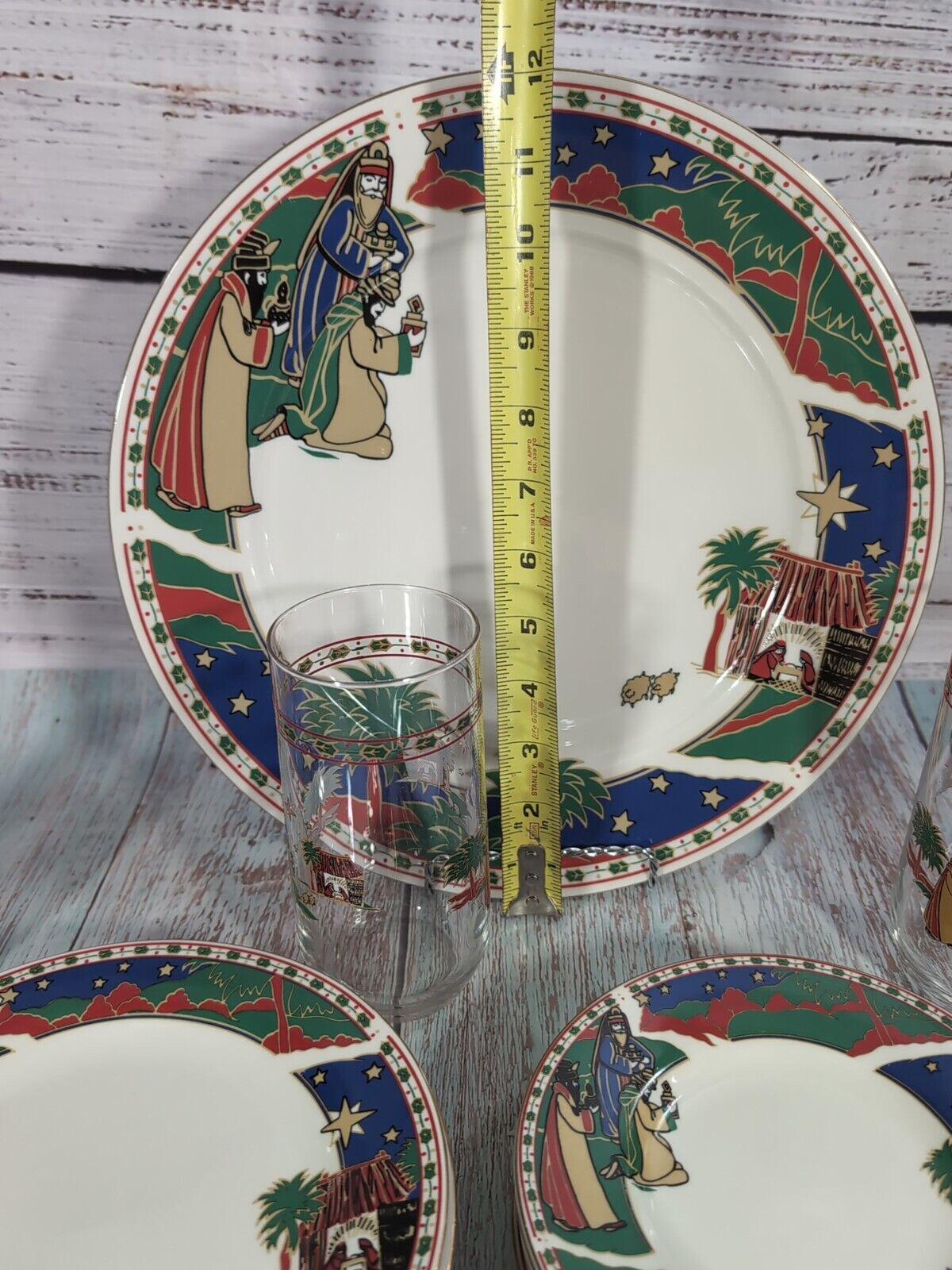 Rare Vintage Nativity Scene Dinner Dessert Plates Christmas Gibson Lot ...