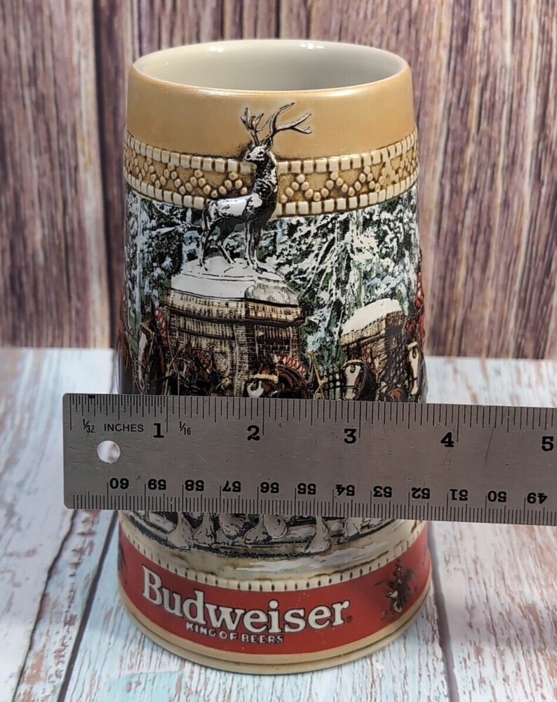 Vintage 1988 Budweiser Holiday Beer Stein Mug Clydesdales Collectors ...