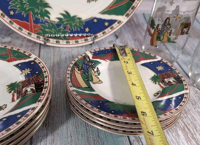 Rare Vintage Nativity Scene Dinner Dessert Plates Christmas Gibson Lot ...