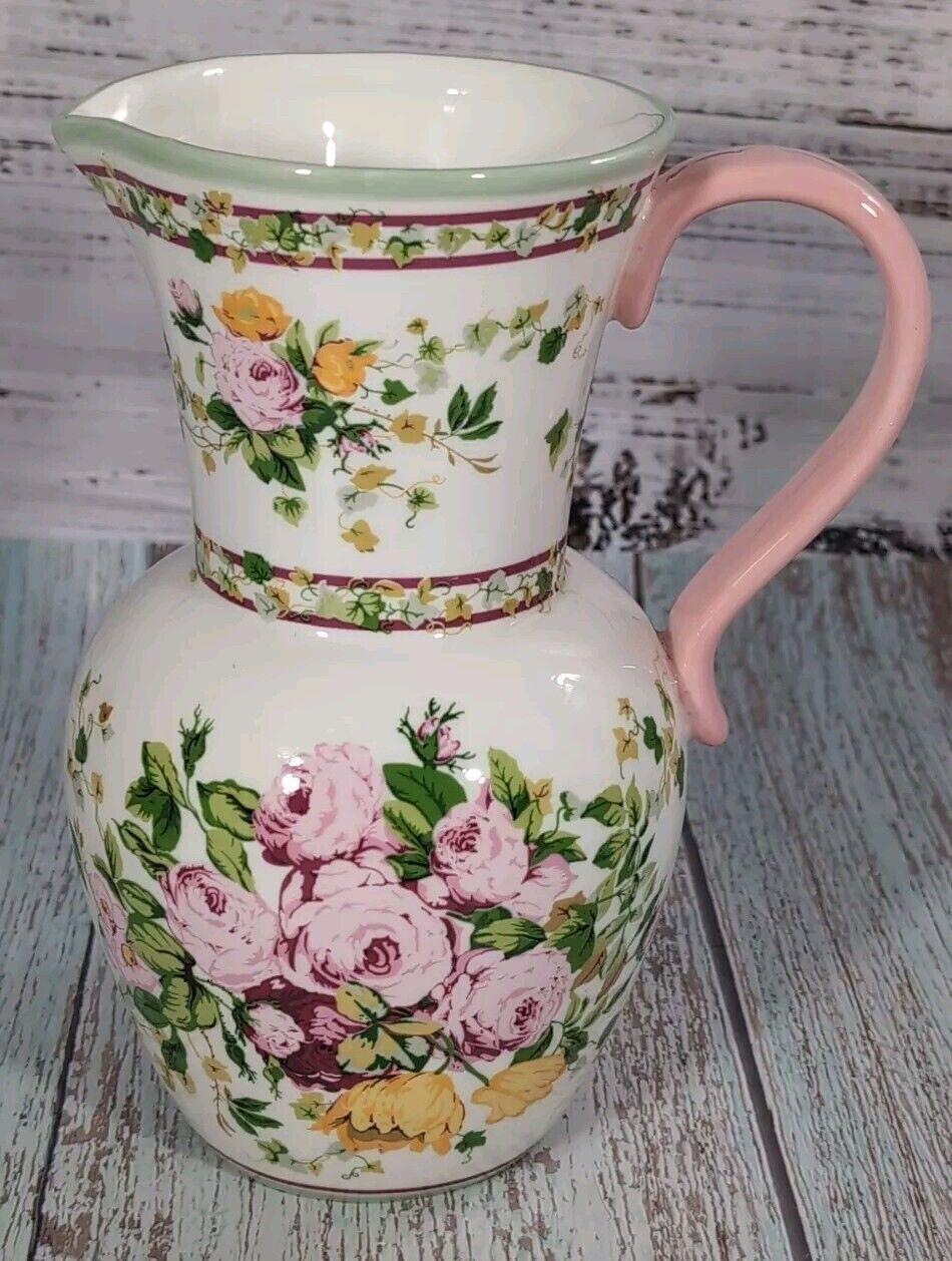 Vintage Laura Ashley Home Pink Roses Pitcher Vase 7 1/2 Tall - Etsy