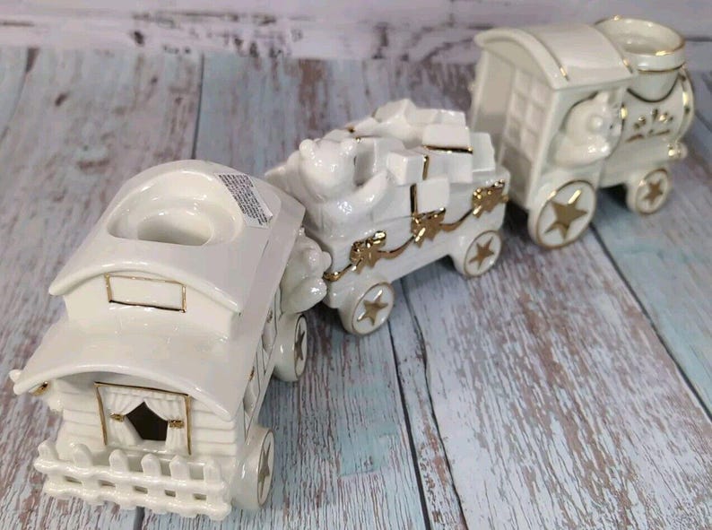 Mikasa Fine Porcelain Train Holiday Elegance 3 Piece Interlocking Train ...