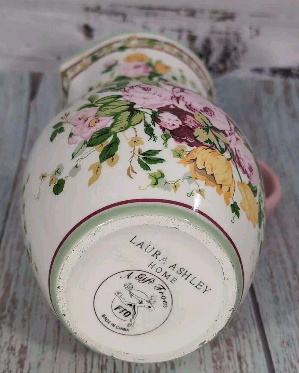 Vintage Laura Ashley Home Pink Roses Pitcher Vase 7 1/2 Tall - Etsy