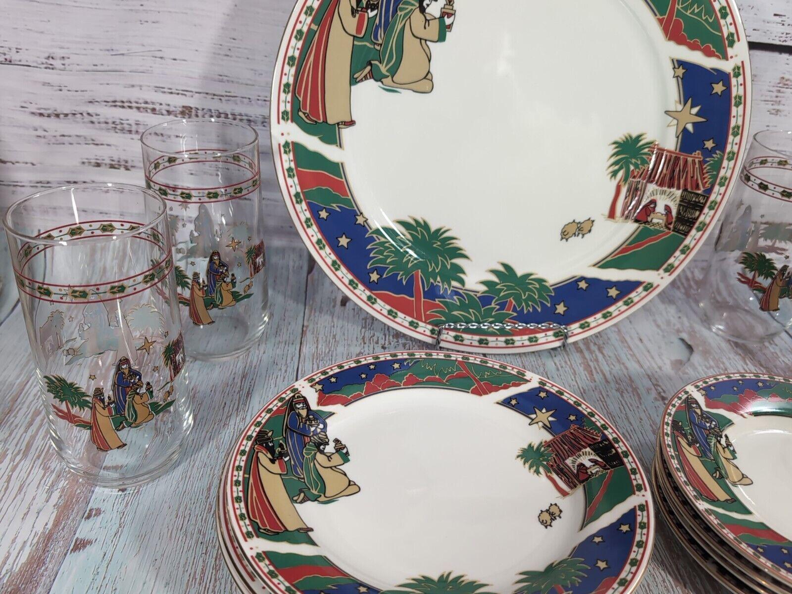 Rare Vintage Nativity Scene Dinner Dessert Plates Christmas Gibson Lot ...